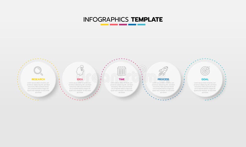 Business Infographic Template Process with Simple Geometry Square ...