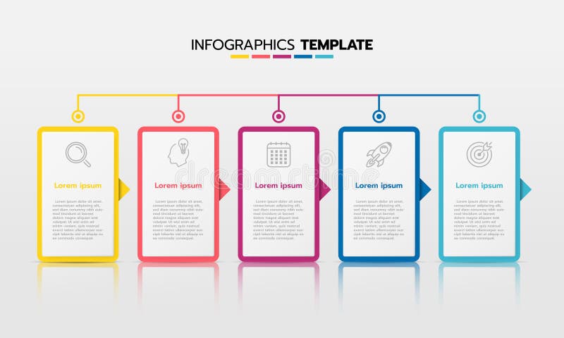 Business Infographic Template Process with Simple Geometry Square ...