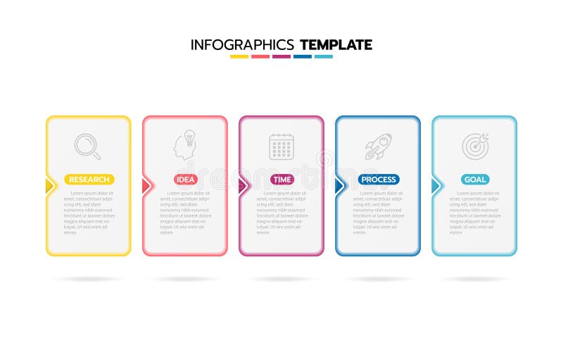 Business Infographic Template Process with Simple Geometry Square ...