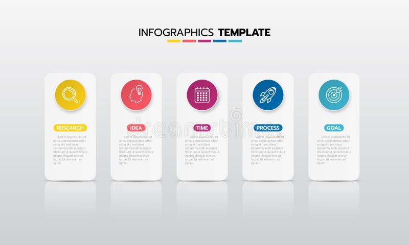 Business Infographic Template Process with Simple Geometry Square ...