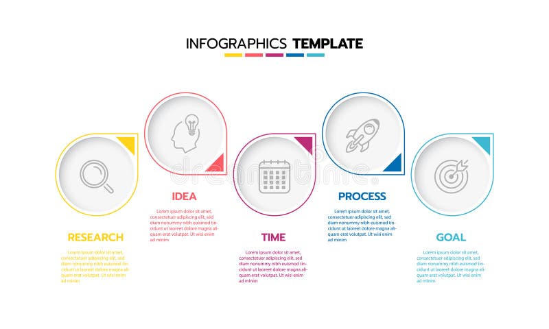 Business Infographic Template Process with Simple Geometry Square ...