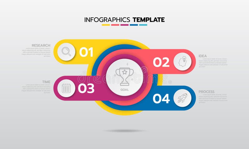 Business Infographic Template Process with Simple Geometry Square ...