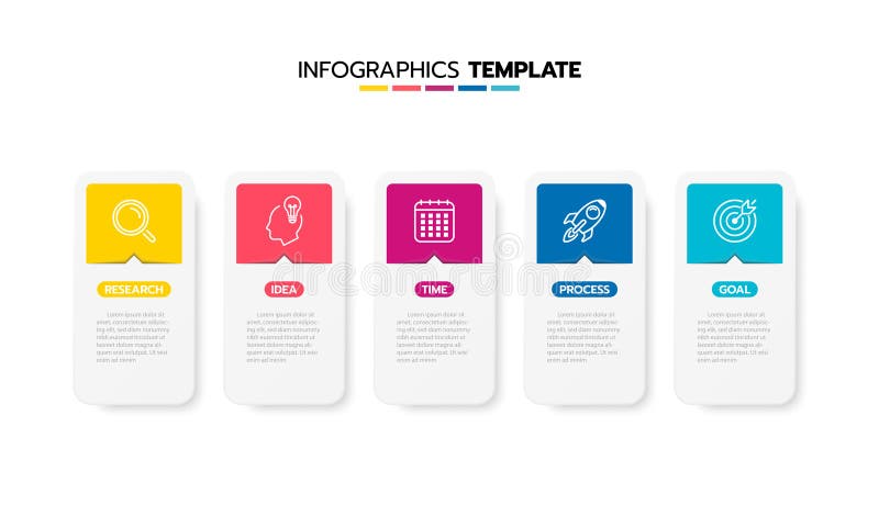 Business Infographic Template Process with Simple Geometry Square ...