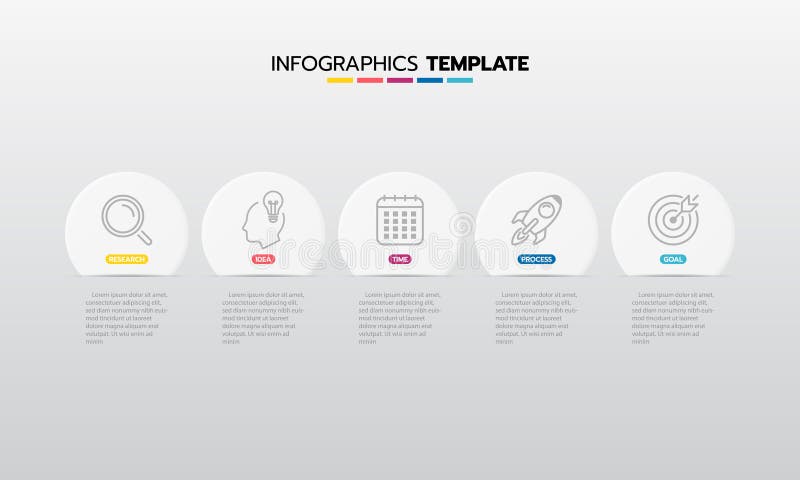 Business Infographic Template Process with Simple Geometry Square ...