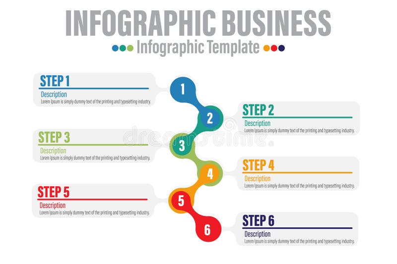 Business Infographic Template with 6 Steps, Six 6 Options, Abstract ...