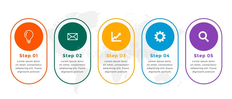 Business Infographic Timeline Chart Template with World Map for Global ...
