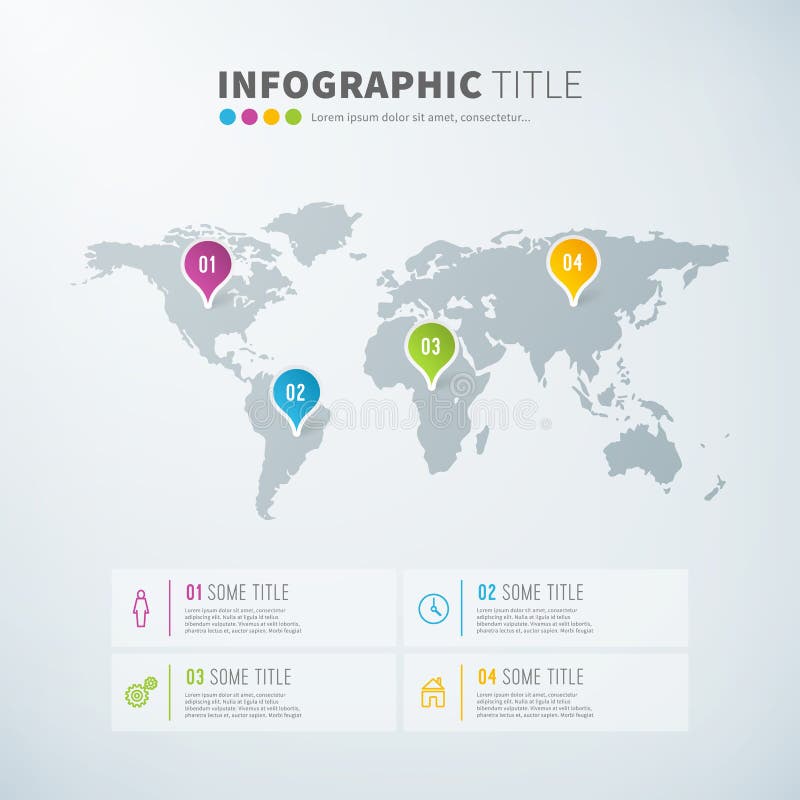 Business Infographic World Map Statistics Template with Icons Stock ...