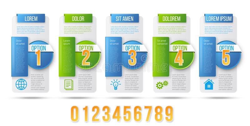 Business Infographics Cards or Labels Icons Stock Vector - Illustration ...