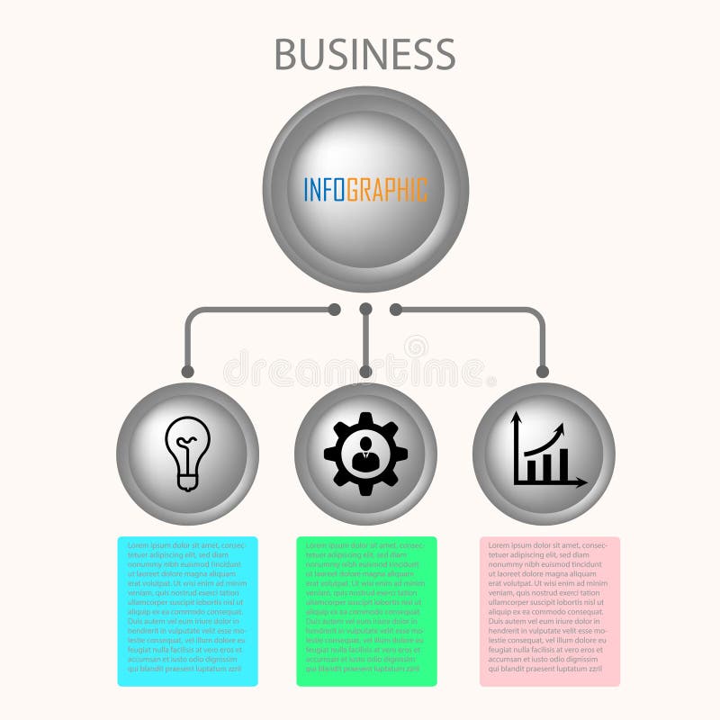 Business Infographics. Concept of Three Steps of Business Strategy and ...