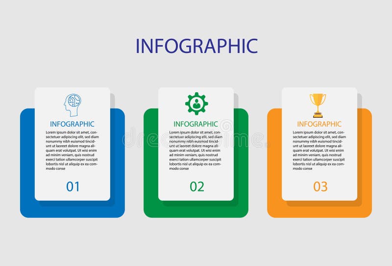 Business Infographics. Concept of Three Steps of Business Strategy and ...