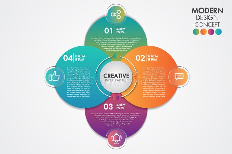 Business Infographics Element.Circle Chart Template Chart with 4 Steps ...