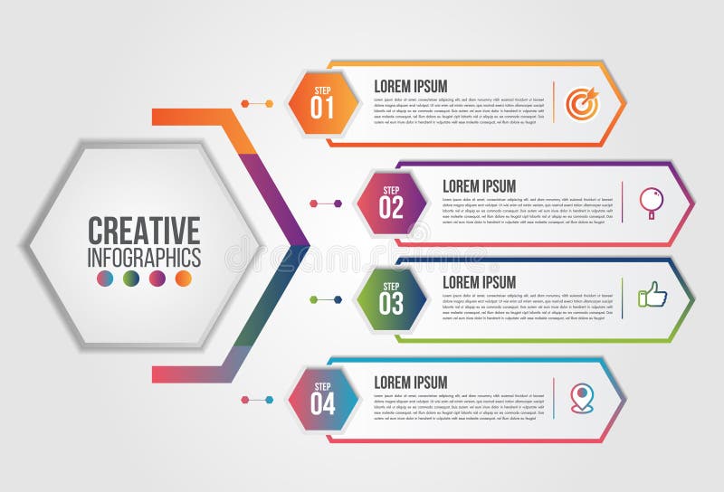 Business Infographics Element.Hexagon Chart Template Chart with 4 Steps ...
