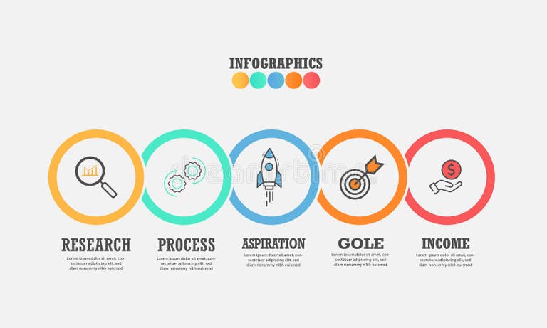 Business Infographics. Process with 5 Steps, Labels, Pointers. Vector ...