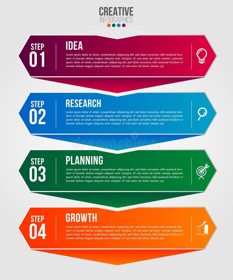 Business Infographics 4 Steps Options Design Template.Data and ...