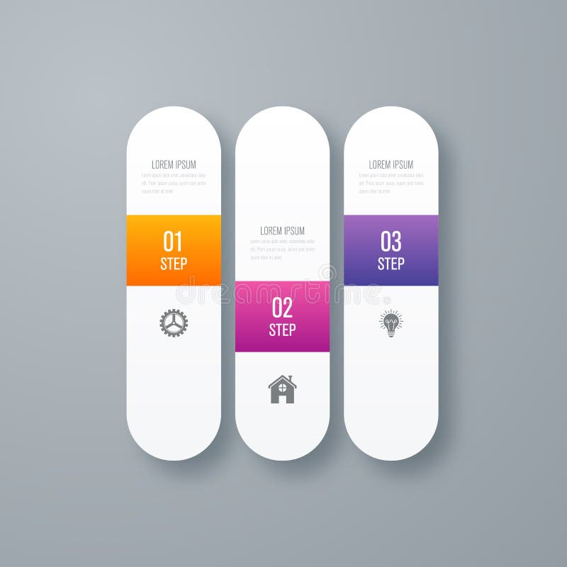 Business Infographics Template 3 Steps with Square Stock Vector ...