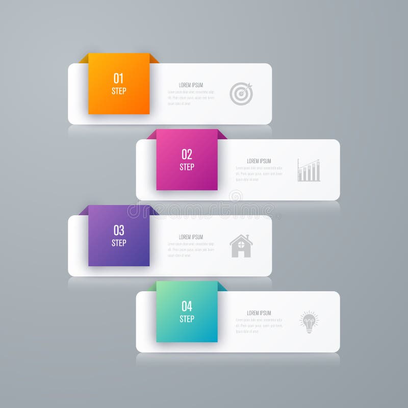 Business Infographics Template 4 Steps with Square Stock Vector ...
