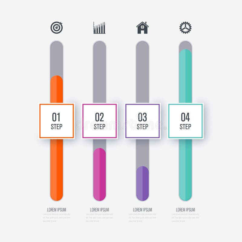 Business Infographics Template 4 Steps with Square Stock Vector ...