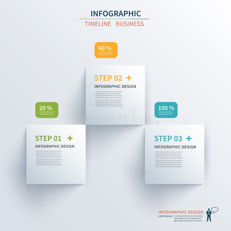 Business Infographics Template 3 Steps with Square. Can Be Used Stock ...