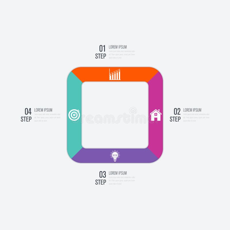 Modern Infographics with 5 Square Stock Vector - Illustration of design ...