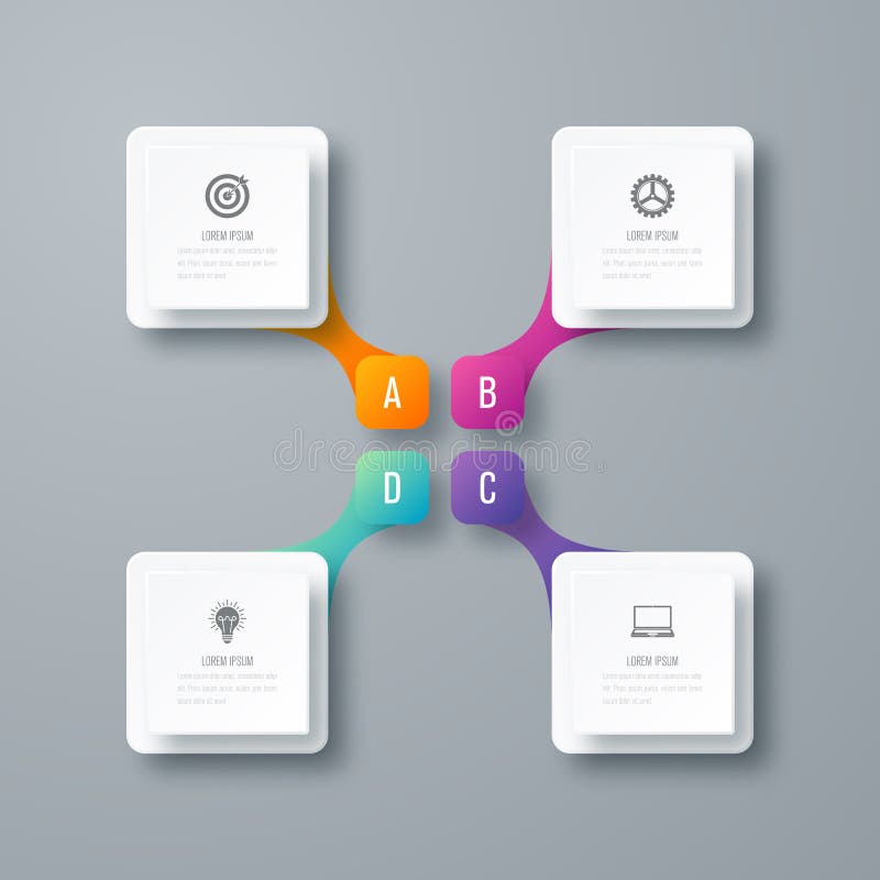 Business Infographics Template 4 Steps with Square Stock Vector ...