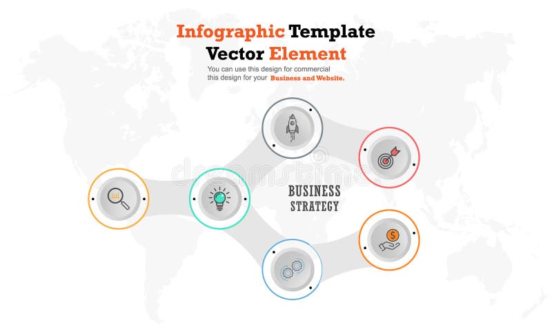 Business Infographics. Timeline with 5 Steps, Circles, Rings ...