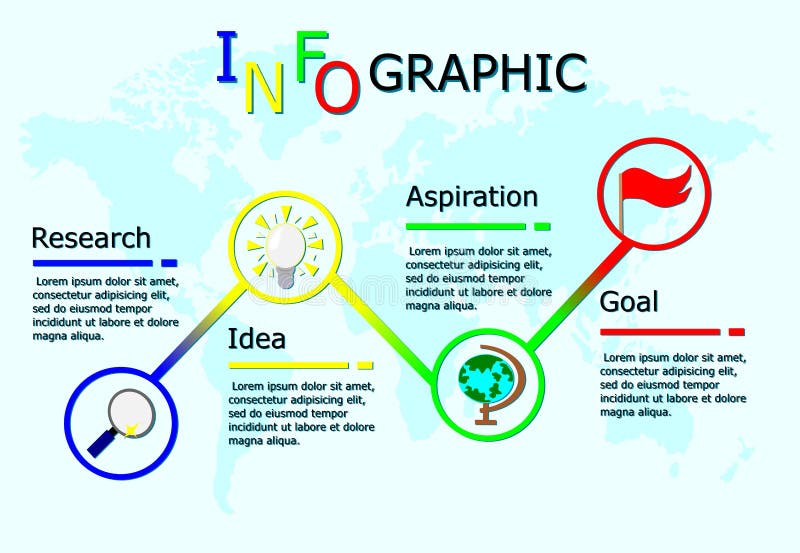 Infographic Template with Linear Map Vector Illustration. Stock Vector ...