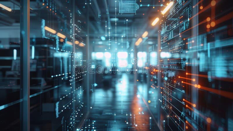 Business Infrastructure Diagram in Modern Office Generative AI Stock ...