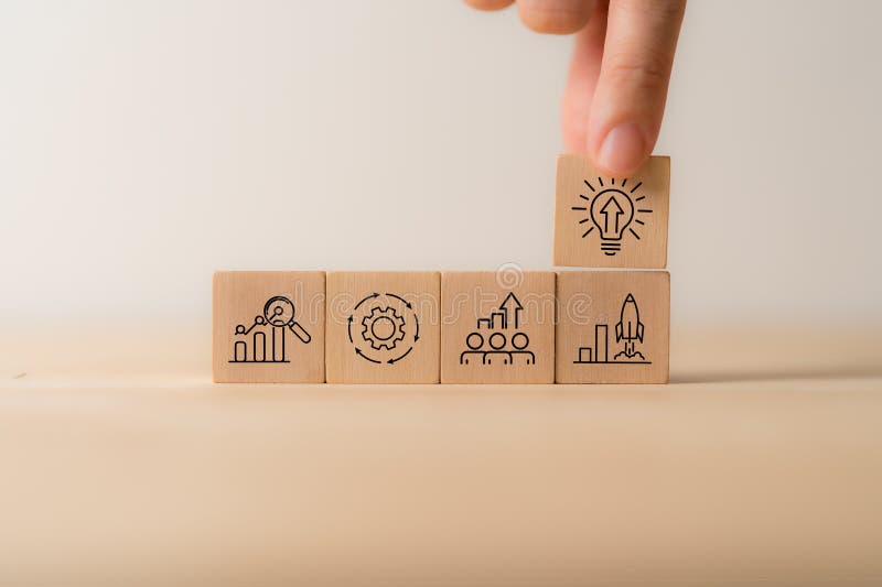 Business Innovation and Growth Strategy Concept. Wooden Blocks with ...