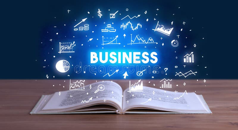 Business Inscription Coming Out from an Open Book Stock Photo - Image ...