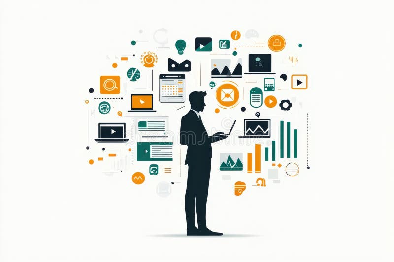 Business Insights and Data Visualization Office Environment Graphic ...