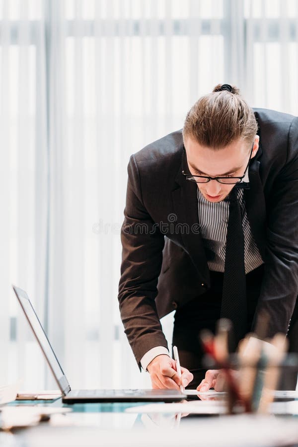 Business Inspiration Man Writing Ideas Work Office Stock Photo - Image ...