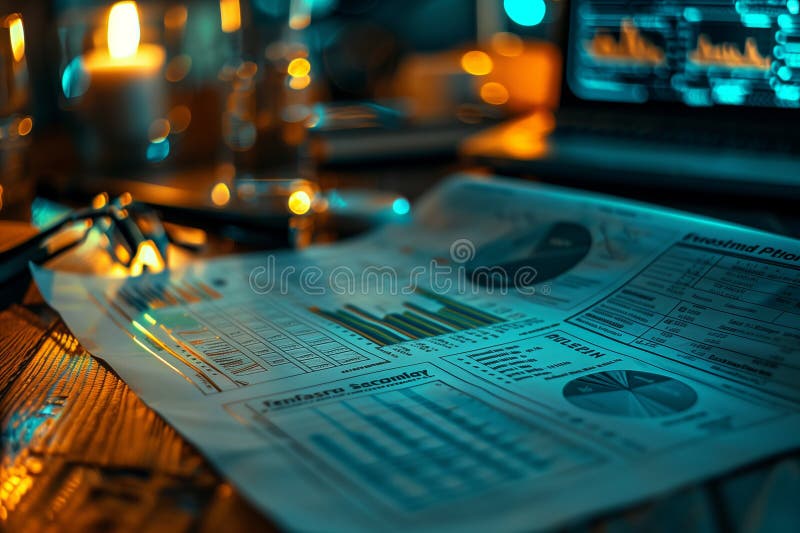 Business Instrument, Reports Being Flipped through, with Key Sections ...