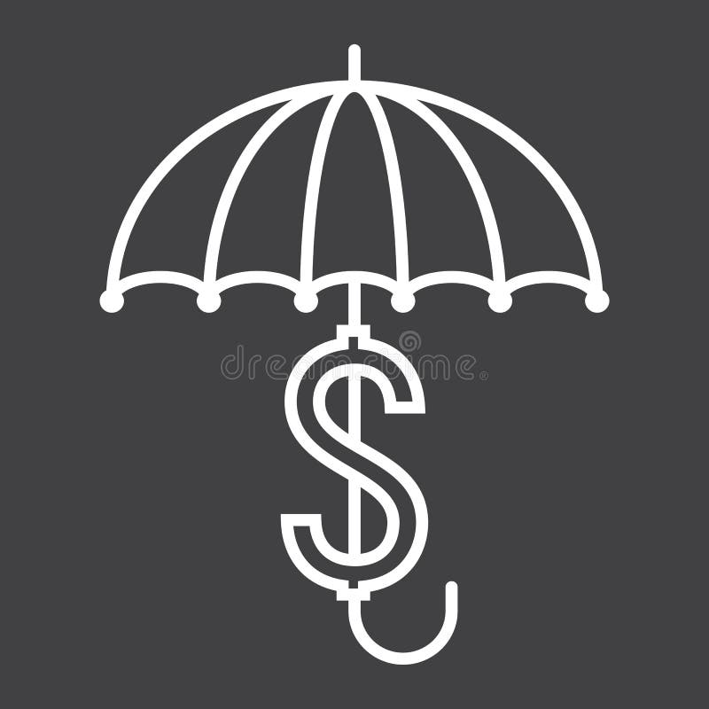 Business Insurance Line Icon, Umbrella Dollar Sign Stock Vector ...