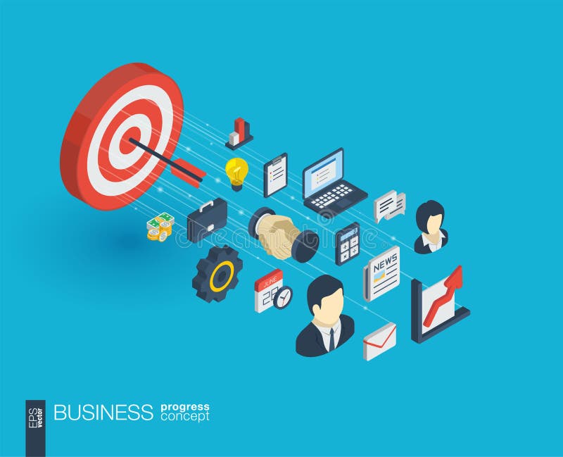 Business Integrated 3d Web Icons. Growth and Progress Concept Stock ...