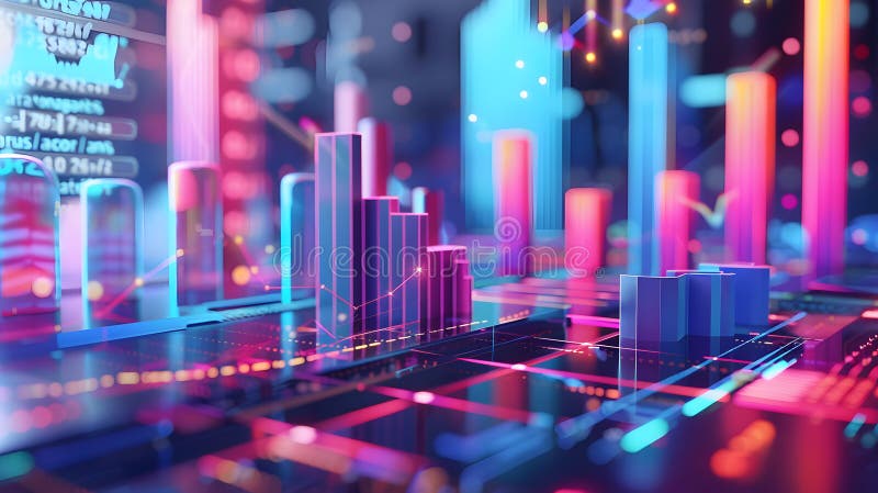 Business Intelligence Analysis Holographic Data Stock Illustration - Illustration of insights ...