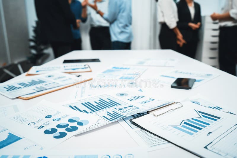 Analyzed Financial Data Visualized Papers on Meeting Table. Prudent ...