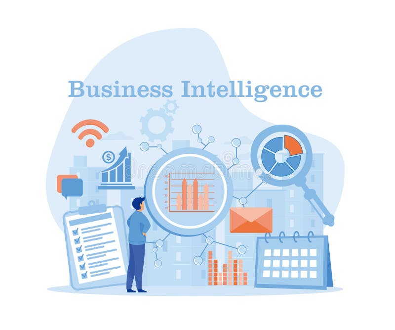 Business Intelligence Concept As Vector Background Illustration with ...