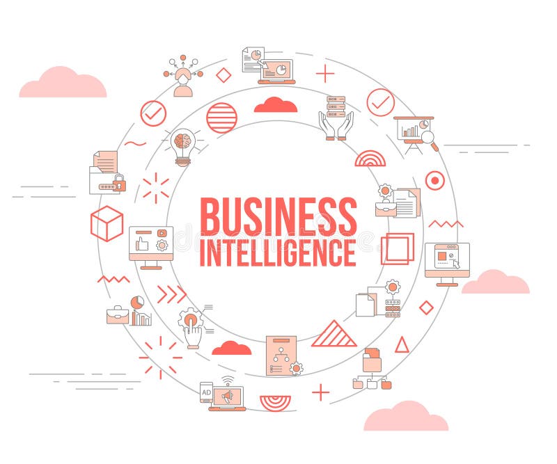 Business Intelligence Concept with Icon Set Template Banner and Circle ...