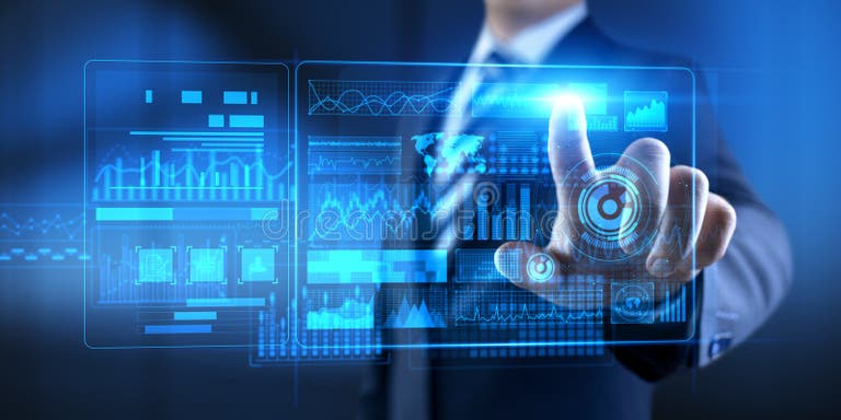 Business Intelligence and Data Analytics Management with Advanced Digital Dashboards Stock Image ...