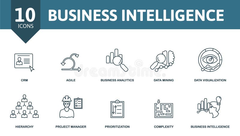 Business Intelligence Icon Set. Collection of Simple Elements Such As ... Business Intelligence Icon Set. Collection of Simple Elements Such As ...