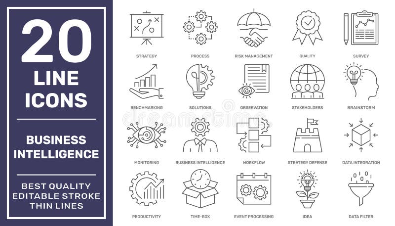Business Intelligence Icon Set. Different Business Intelligence Tools ...