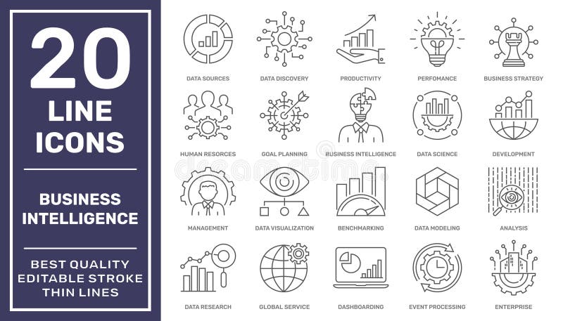Business Intelligence Icons Set. Business Intelligence Tools. Different ...