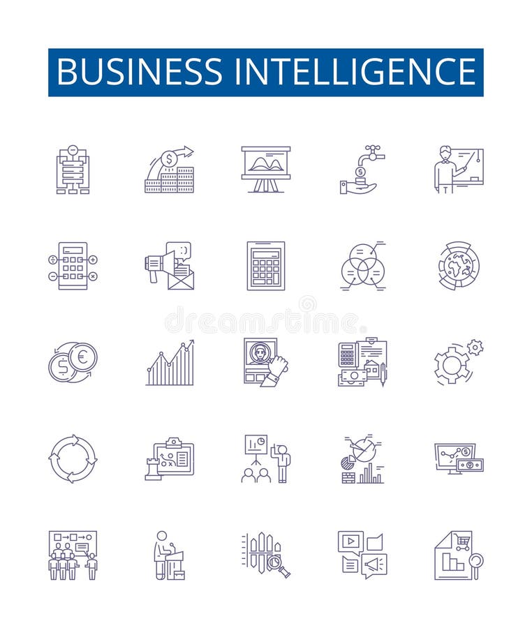 Business Intelligence Line Icons Signs Set. Design Collection of ...