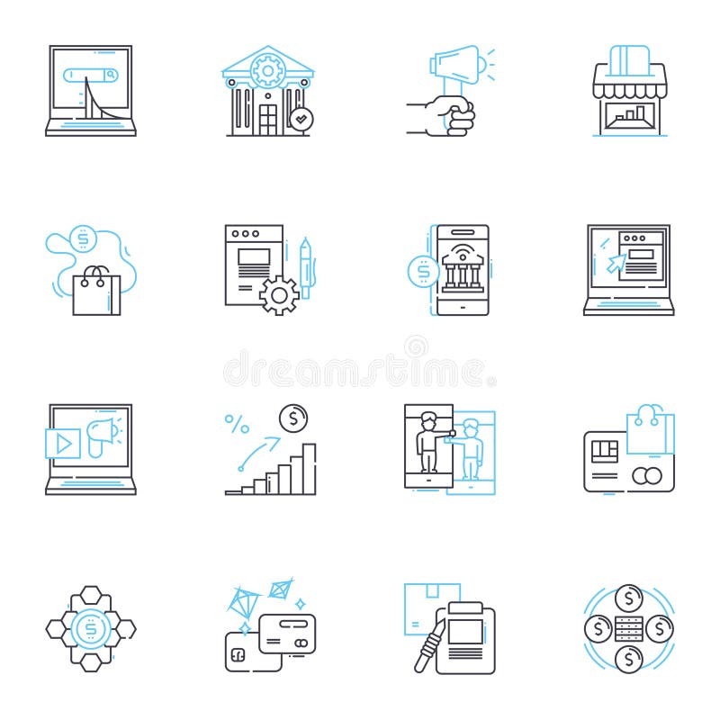 Business Intelligence Linear Icons Set. Analytics, Dashboards, Insights ...