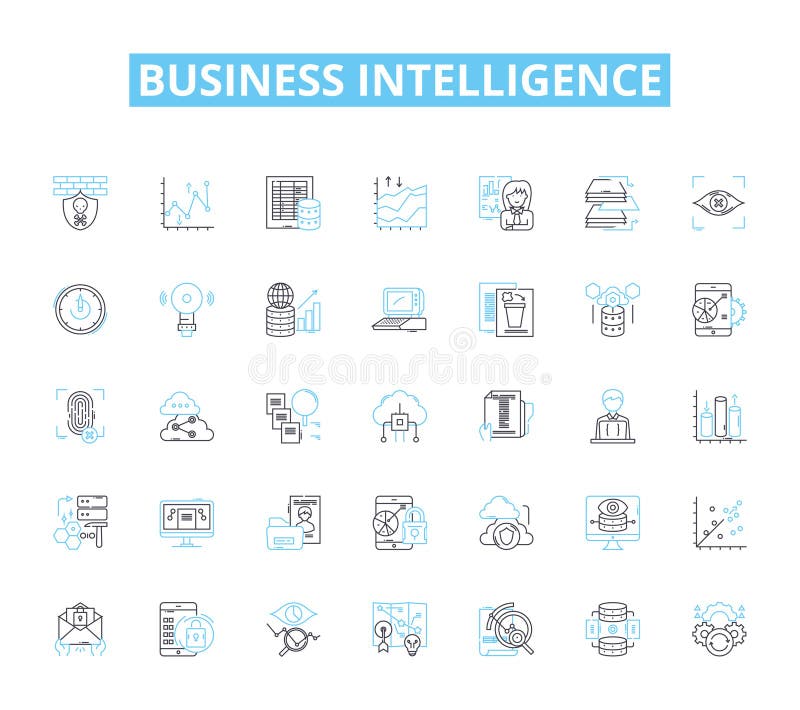 Business Intelligence Linear Icons Set. Analytics, Data, Insights ...