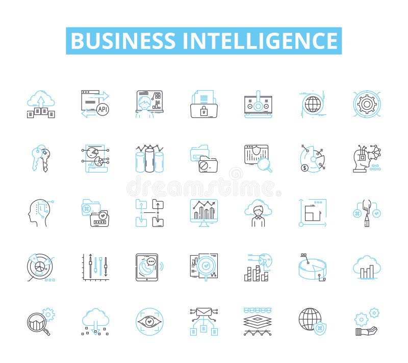 Business Intelligence Linear Icons Set. Analytics, Data, Insights ...
