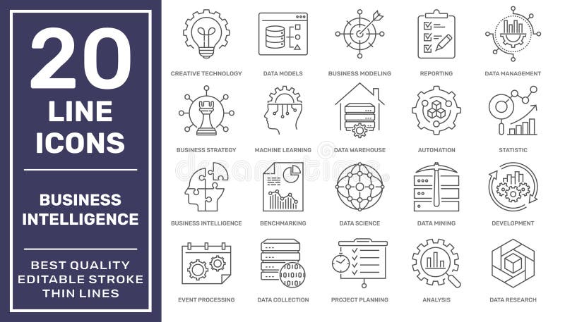 Business Intelligence Related Icons. BI Icons. Business Intelligence ...