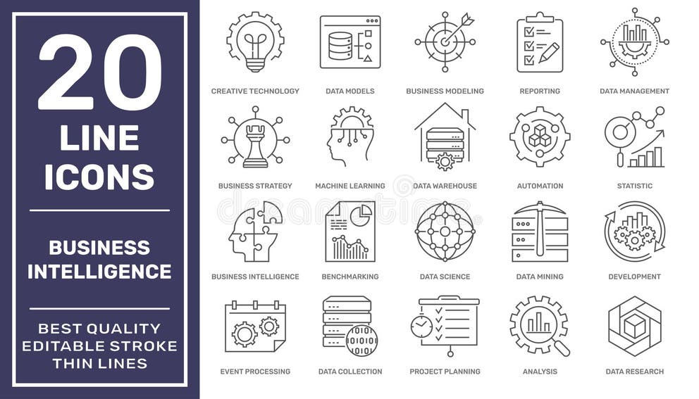 Business Intelligence Related Icons. BI Icons. Business Intelligence ...