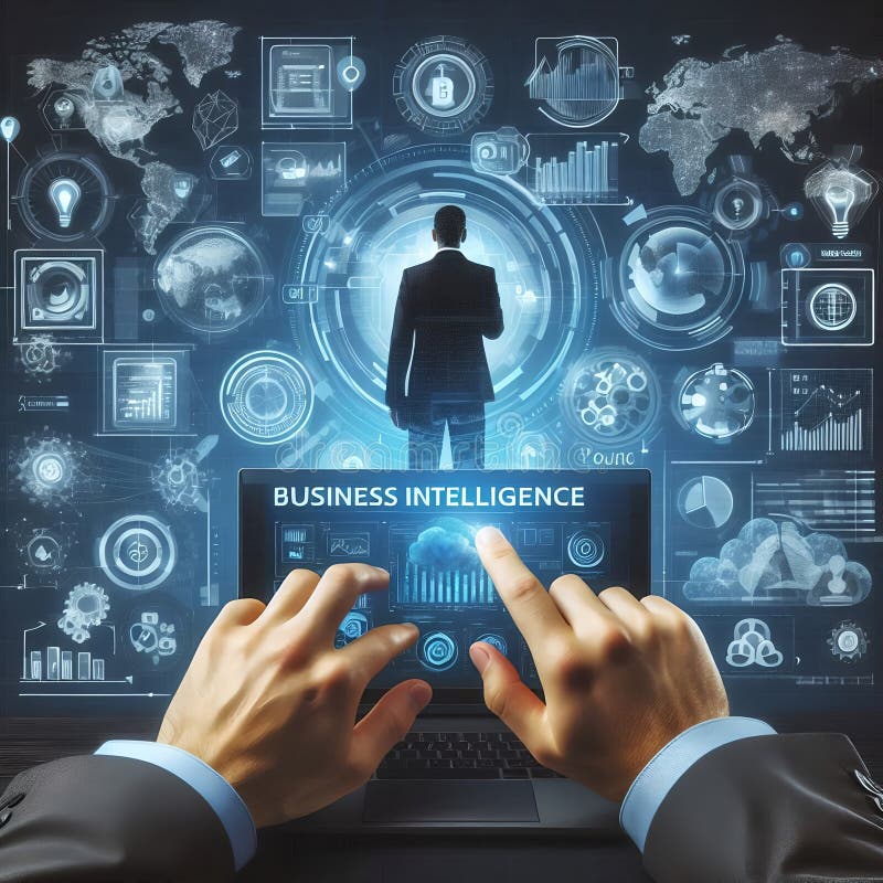 Business Intelligence Technology Concept on Screen. Stock Illustration ...