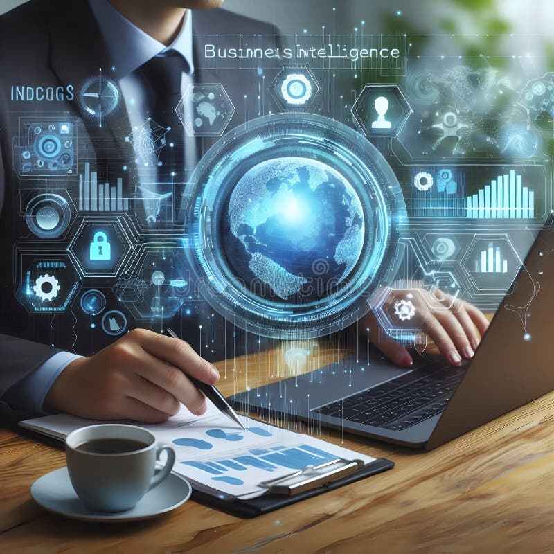 Business Intelligence Technology Concept on Screen. Stock Illustration ...